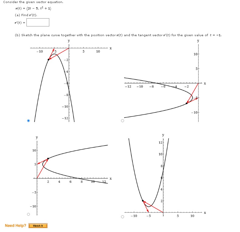 Solved (a) ﻿Find r'(t).r'(t)=(b) ﻿Sketch the plane curve | Chegg.com