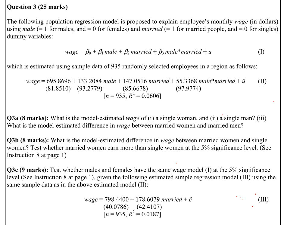 Solved The following population regression model is proposed | Chegg.com