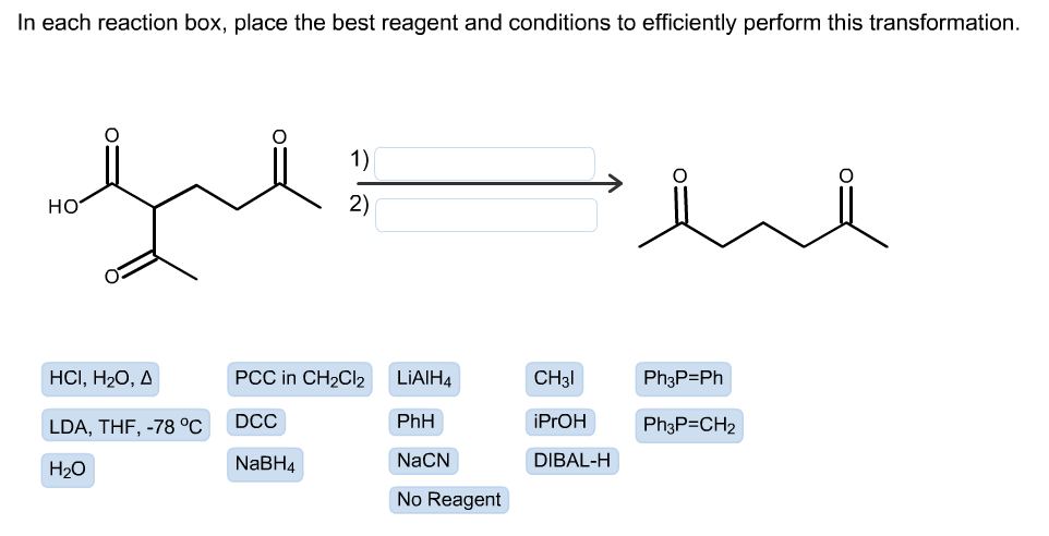 Solved In each reaction box, place the best reagent and | Chegg.com