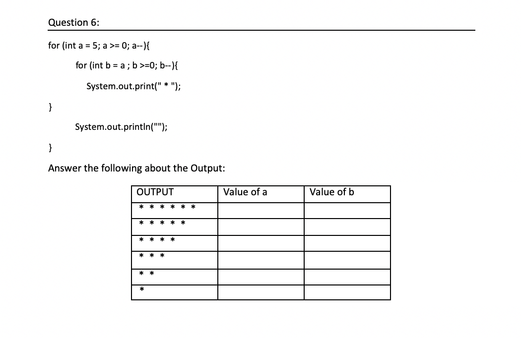 Solved Question 3: 1 for (int count = 1; count