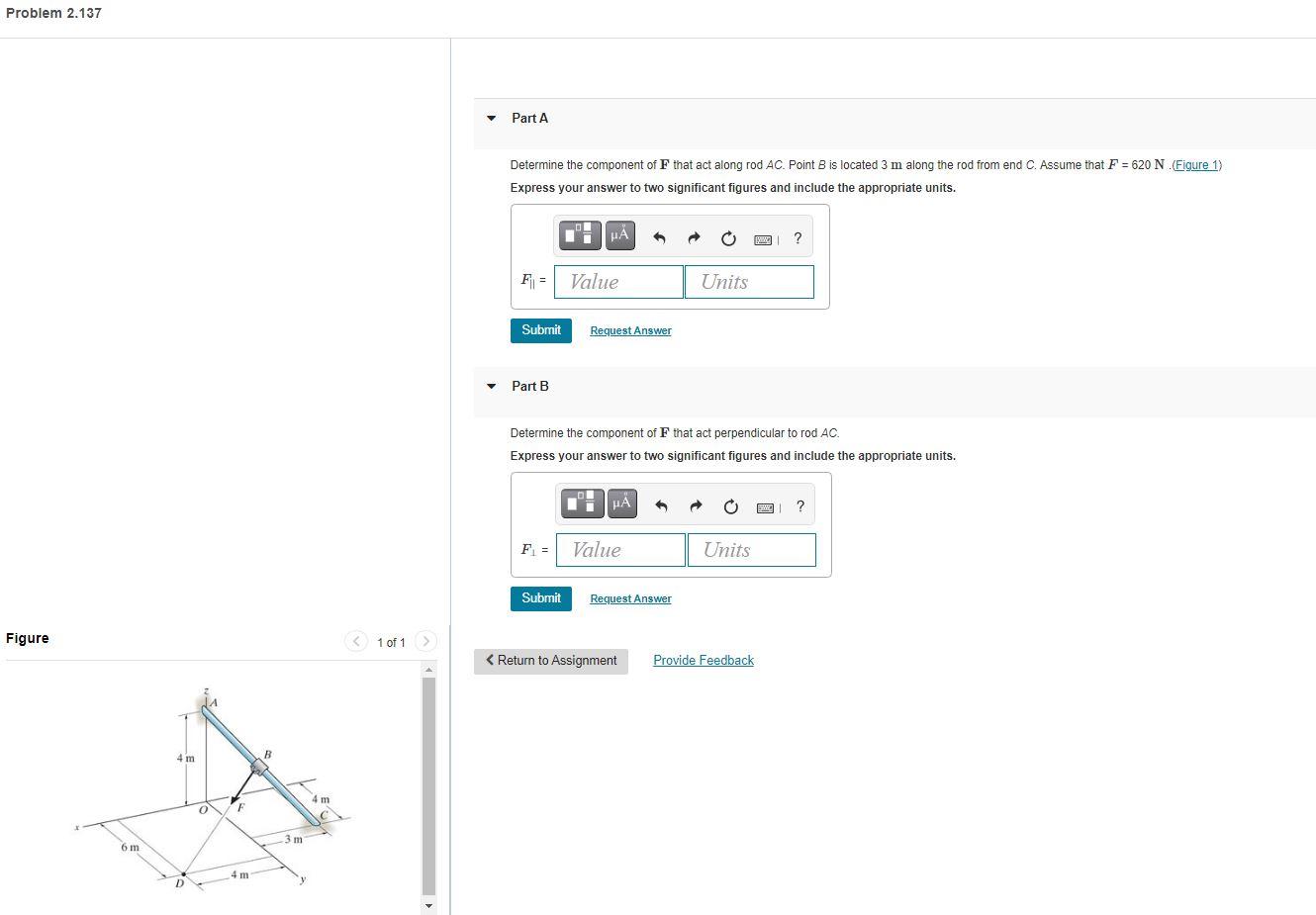 Solved Problem 2.137 Part A Determine the component of F | Chegg.com
