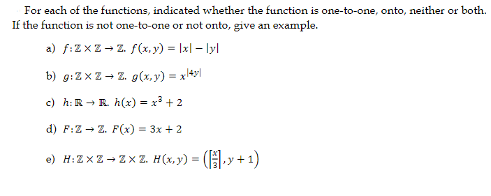 Solved For each of the functions, indicated whether the | Chegg.com