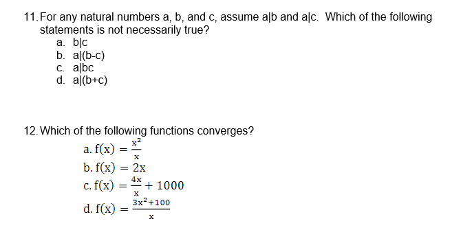 Solved 11. For any natural numbers a, b, and c, assume alb | Chegg.com