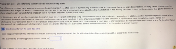 Solved Pricing Mini Case: Understanding Market Share by | Chegg.com