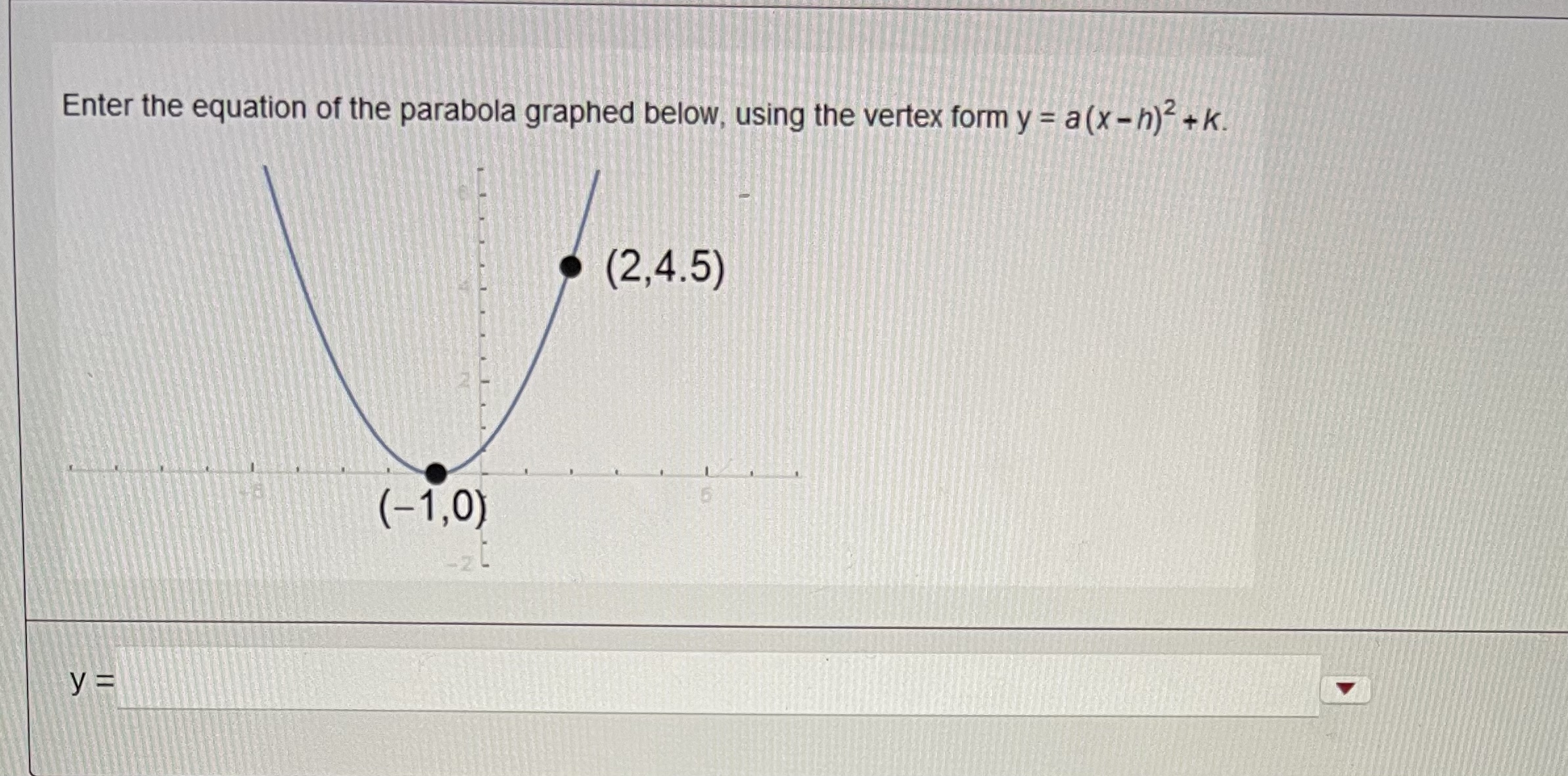 Solved Enter the equation of the parabola graphed below, | Chegg.com