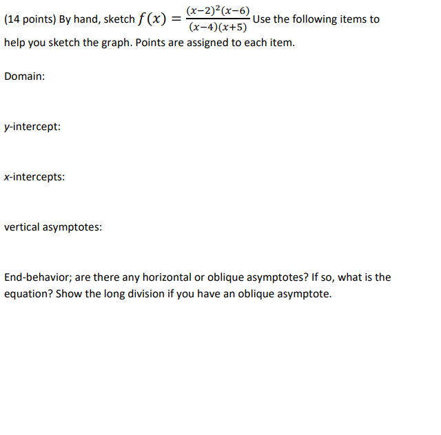 Solved (14 points) By hand, sketch | Chegg.com
