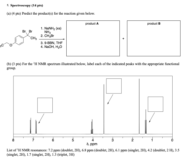 Solved 5. Spectroscopy (14 pts) (a) (4 pts) Predict the | Chegg.com