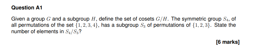 Solved Given a group G and a subgroup H, define the set of | Chegg.com