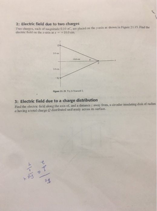 Solved 2: Electric field due to two charges Two charges, | Chegg.com