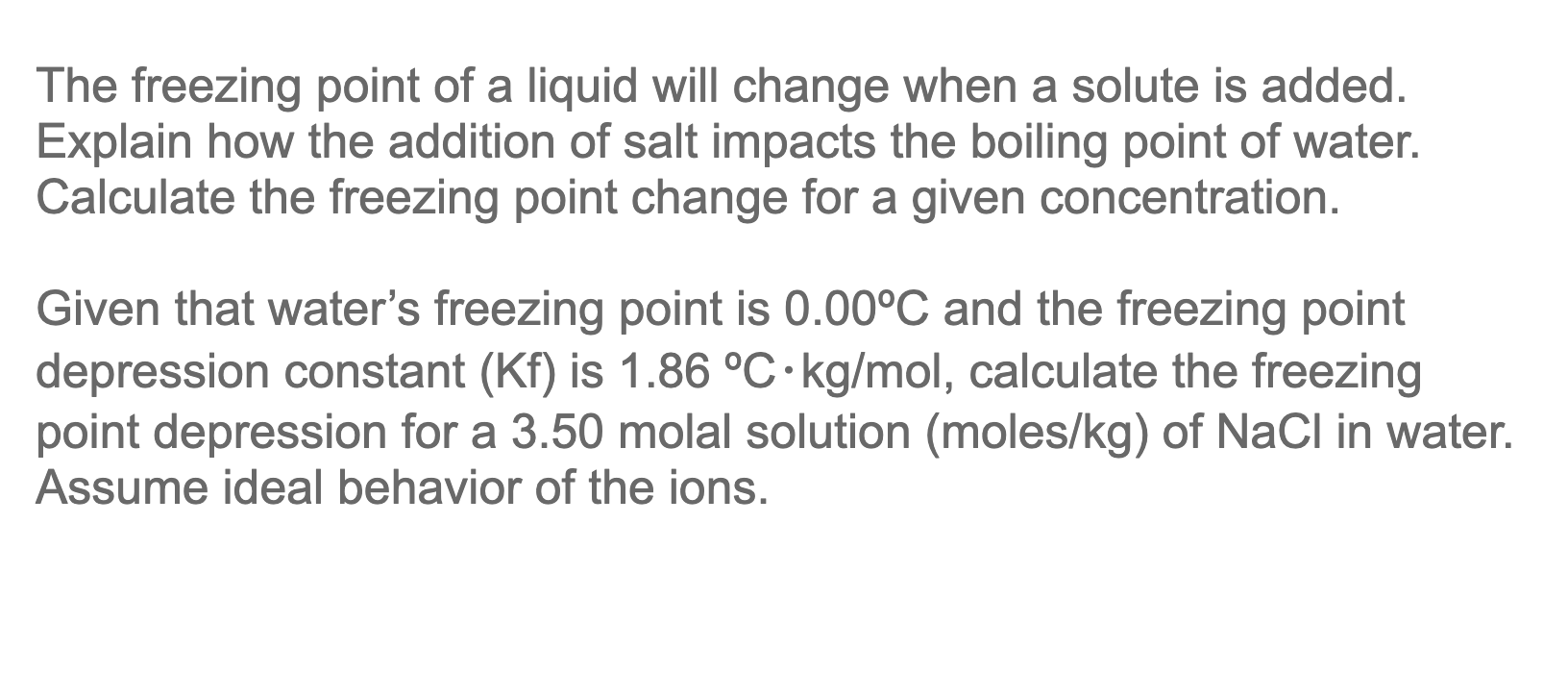 Solved The freezing point of a liquid will change when a | Chegg.com