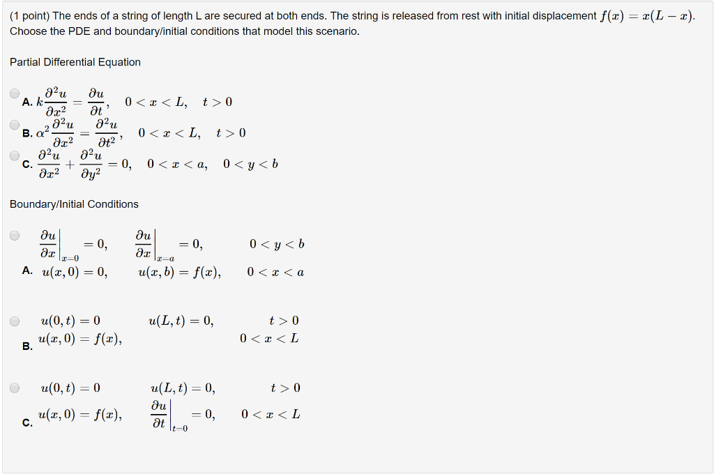 Solved (1 point) The ends of a string of length L are | Chegg.com