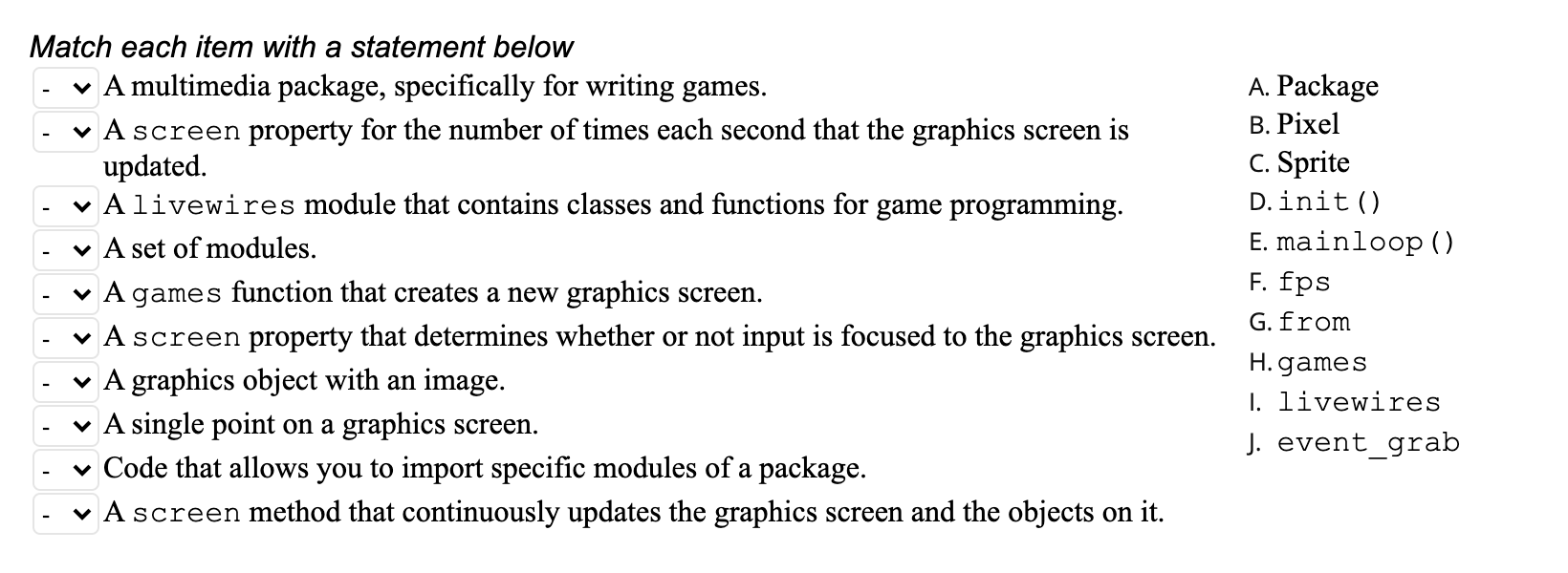 Solved Match each item with a statement below v A multimedia | Chegg.com