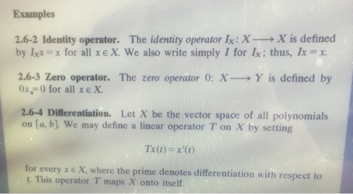Solved Examples 2.6-2 Identity operator. The identity | Chegg.com