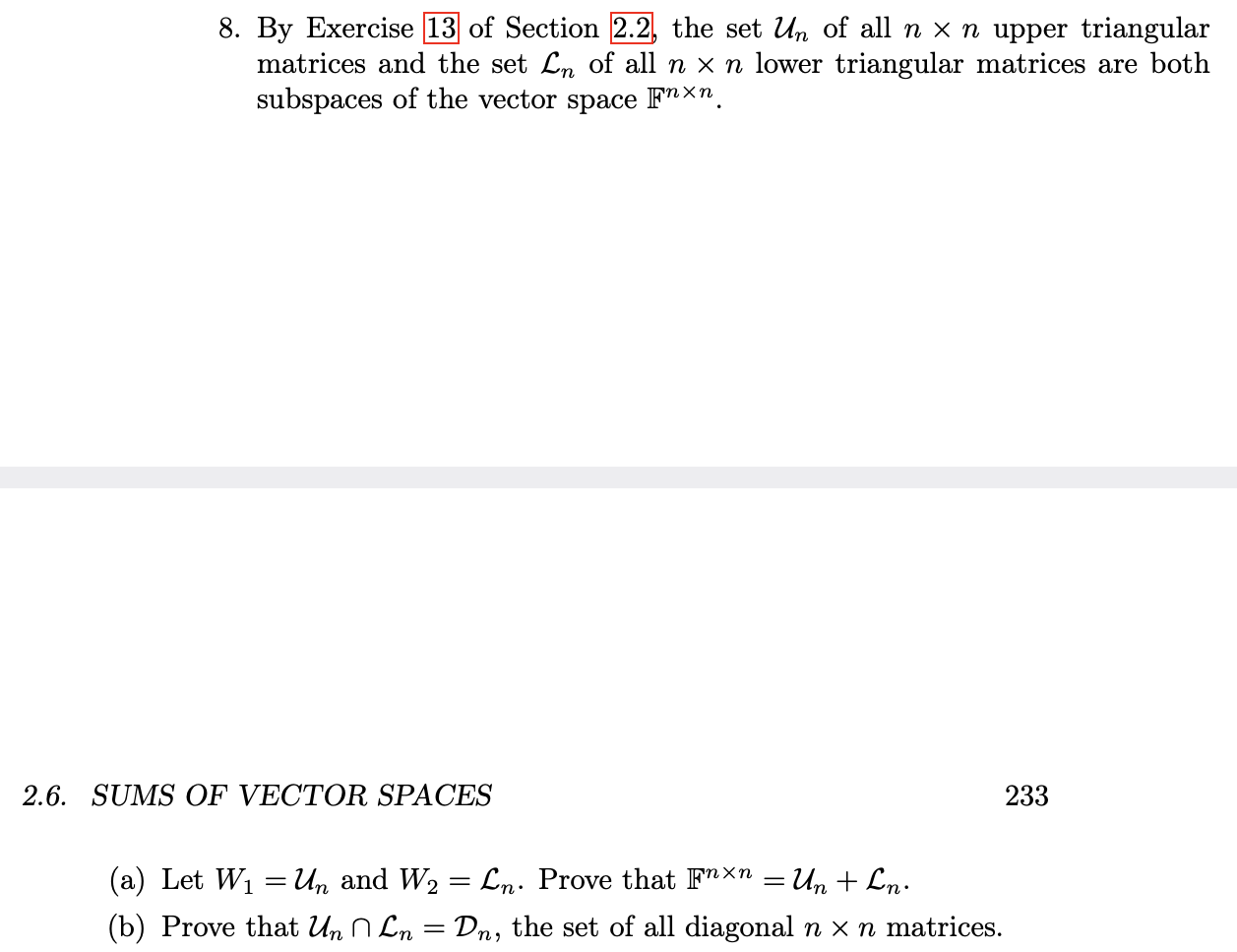 Solved 8. By Exercise 13 of Section 2.2, the set Un of all | Chegg.com
