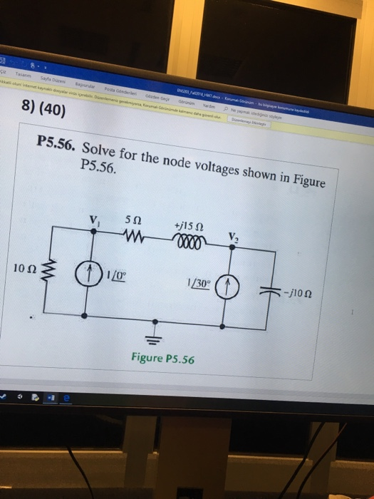 Solved 8) (40) P5.56. Solve for the node voltages shown in | Chegg.com