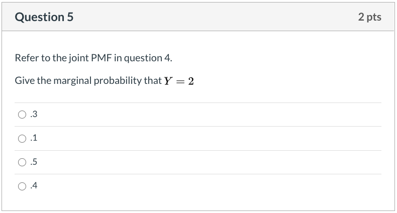 Solved Question 4 2 pts Suppose two random variables, X and | Chegg.com