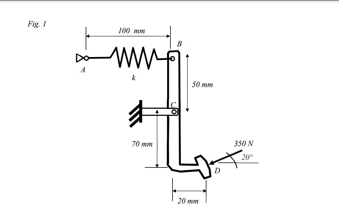 Solved Question 1 A simple brake mechanism is shown in Fig. | Chegg.com