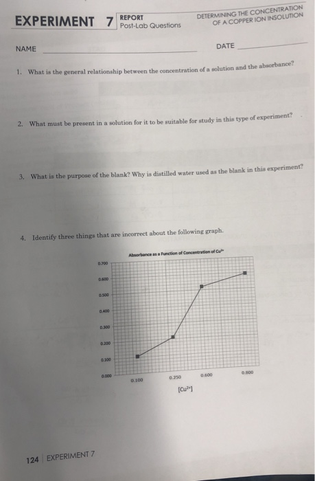 Solved EXPERIMENT 71 REPORT Data Sheet DETERMINING THE | Chegg.com