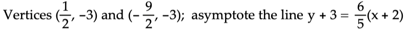 Solved Vertices (21,−3) and (−29,−3); asymptote the line | Chegg.com