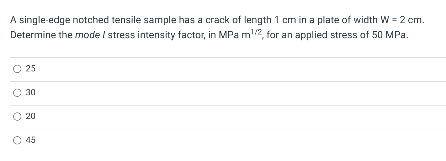 Solved A single-edge notched tensile sample has a crack of | Chegg.com