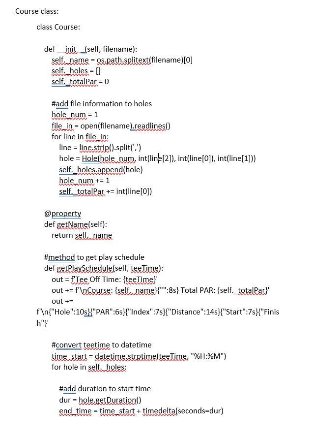 Solved B) The following describes the execution of the Golf | Chegg.com