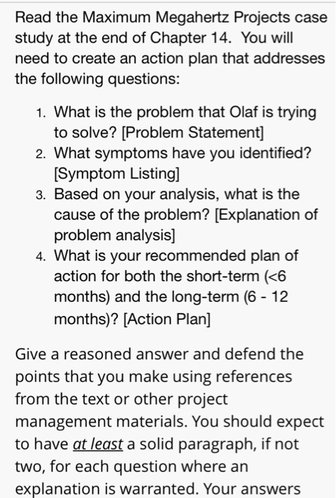 Solved Read the Maximum Megahertz Projects case study at the | Chegg.com
