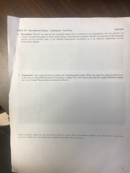 Solved PHYS 107 -Introductory Physies-Laboratory- Lab Form | Chegg.com