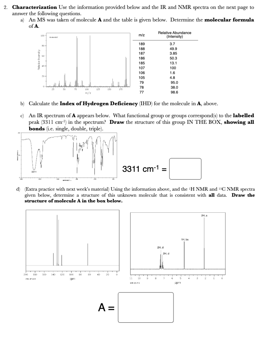 2. Characterization Use the information provided | Chegg.com
