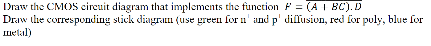 Solved Draw the CMOS circuit diagram that implements the | Chegg.com