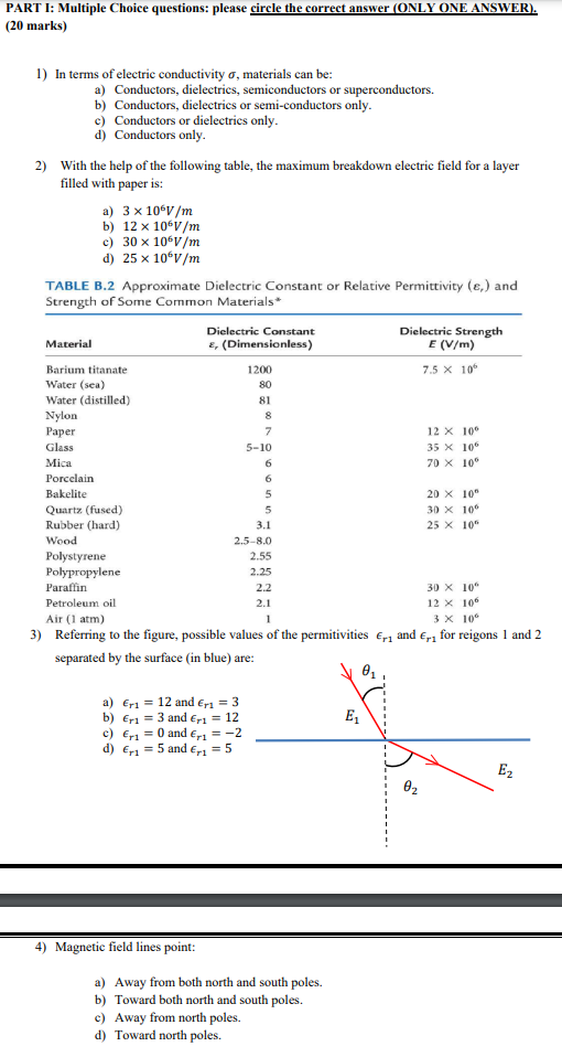 Solved PARTI: Multiple Choice questions: please circle the | Chegg.com