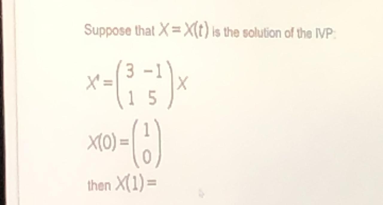 Solved Suppose that X = X(t) is the solution of the IVP. 3-1 | Chegg.com