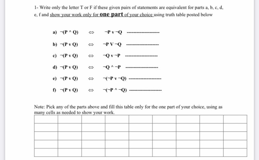 1- Write only the letter T or F if these given pairs | Chegg.com