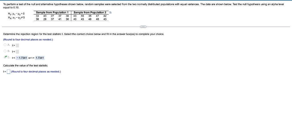 Solved To perform a test of the null and alternative | Chegg.com