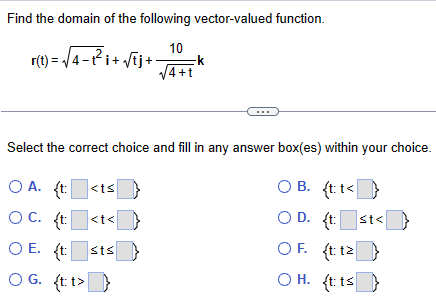 Solved Find the domain of the following vector-valued | Chegg.com