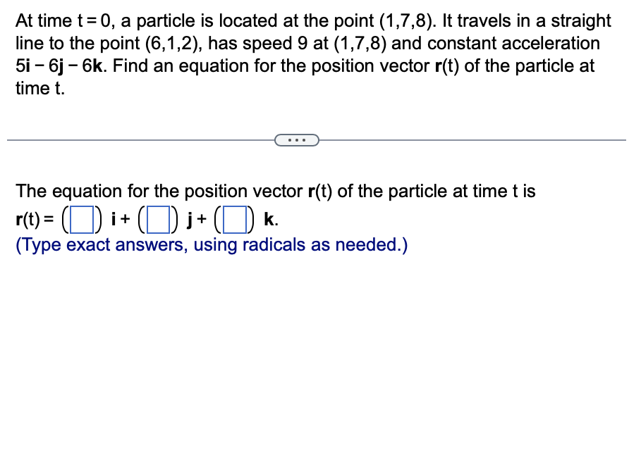 Solved At time t=0, a particle is located at the point | Chegg.com