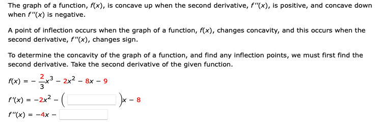 Solved The graph of a function, f(x), is concave up when the | Chegg.com