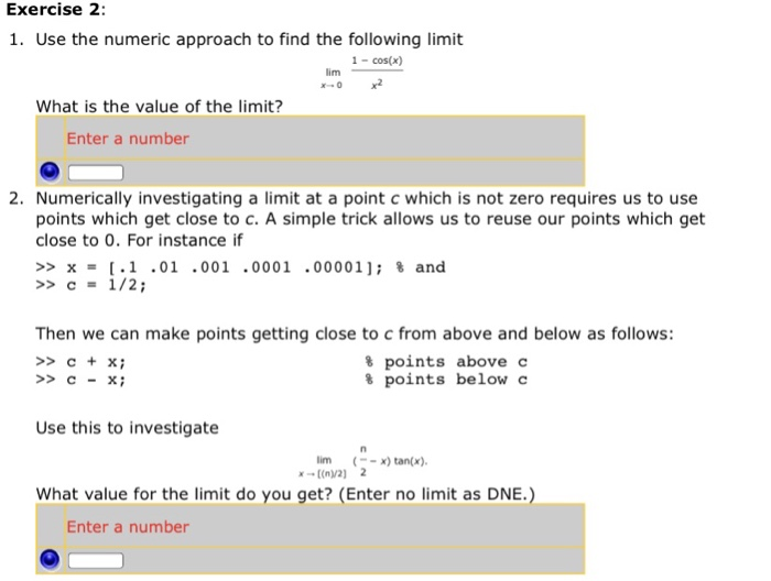 Solved Exercise 2: 1. Use the numeric approach to find the | Chegg.com