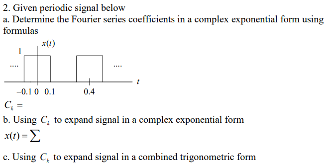 Solved 2. Given periodic signal below a. Determine the | Chegg.com
