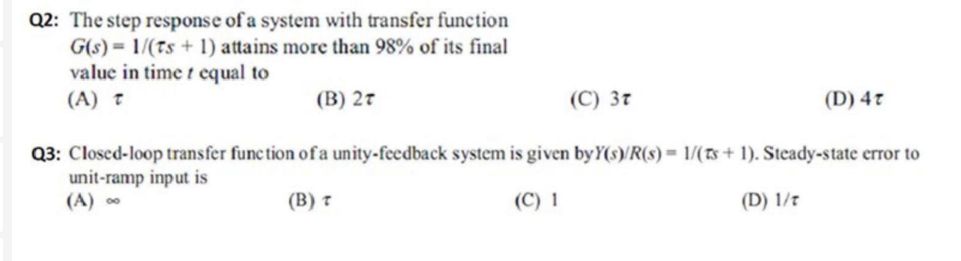 Solved Q2: The step response of a system with transfer | Chegg.com