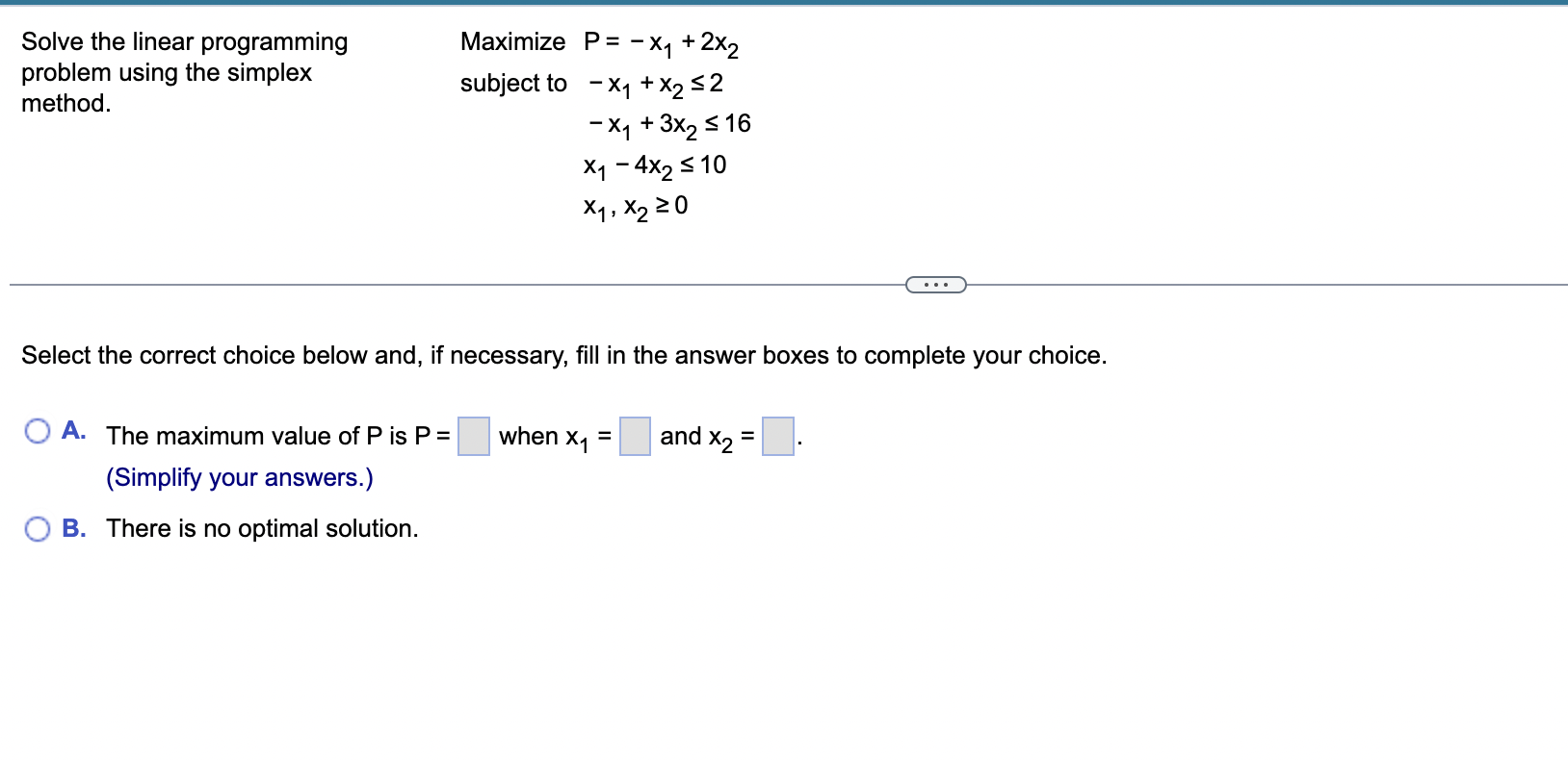 Solved Solve the linear programmingproblem using the | Chegg.com