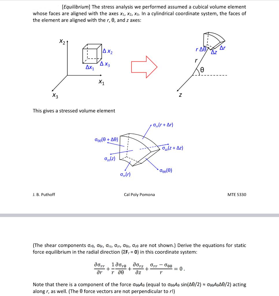 Solved Derive the equations for static force equilibrium in | Chegg.com