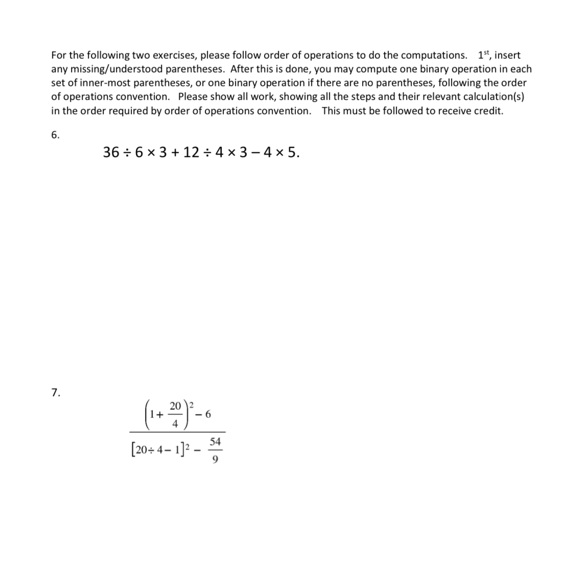 Solved in the order required by order of operations | Chegg.com