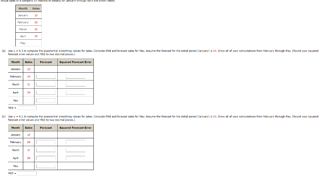 Solved \begin{tabular}{|lc|} \hline Month & 5ales \\ \hline | Chegg.com