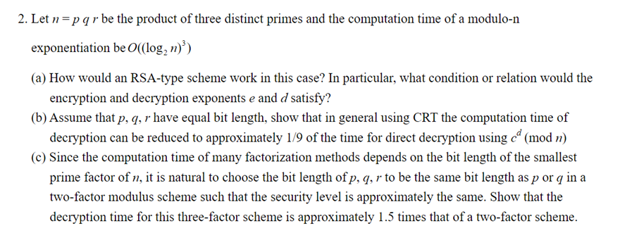 Solved 2. Let n=pqr be the product of three distinct primes | Chegg.com