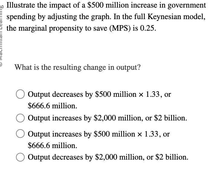 Solved Illustrate the impact of a $500 ﻿million increase in | Chegg.com