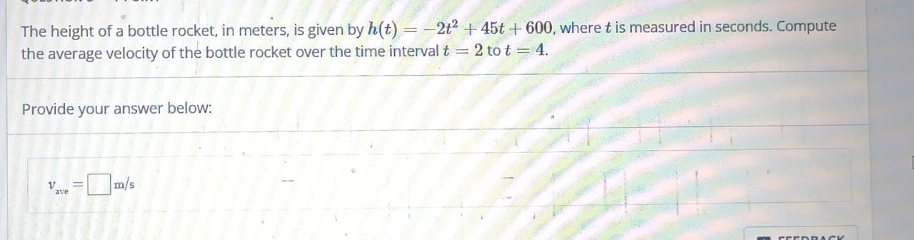 Solved The height of a bottle rocket, in meters, is given by | Chegg.com