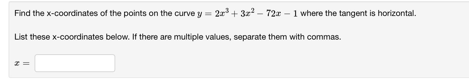Solved Find the x-coordinates of the points on the curve | Chegg.com