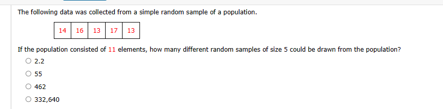 Solved The following data was collected from a simple random | Chegg.com