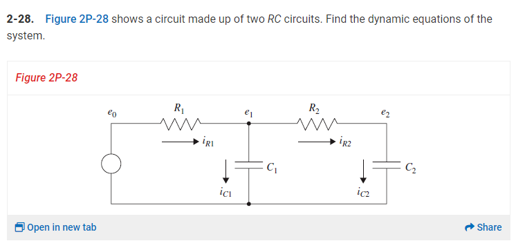Solved 2-28. Figure 2P-28 shows a circuit made up of two RC | Chegg.com
