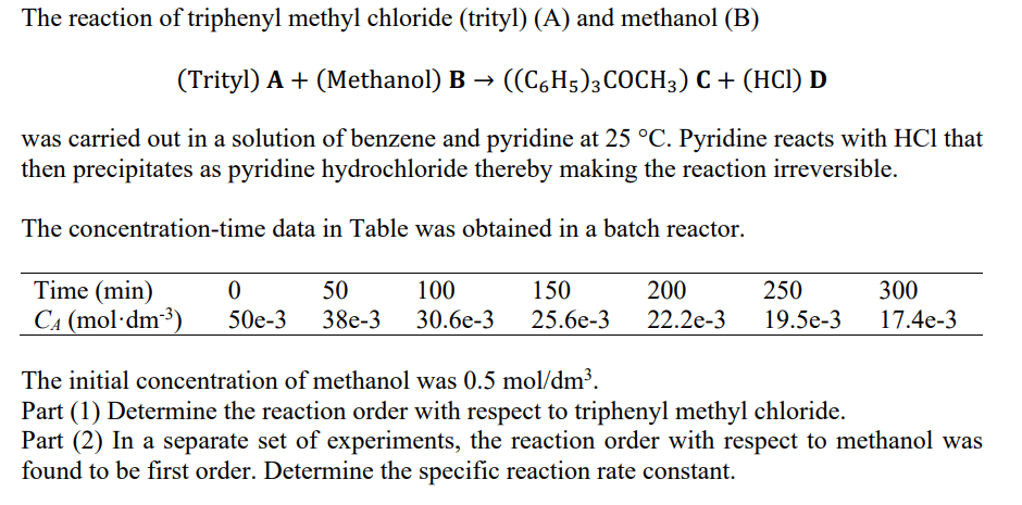 The reaction of triphenyl methyl chloride (trityl) | Chegg.com